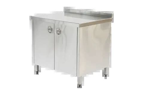 Stainless Steel Enclosed Base Work Table With Hinged Doors Abragon Turkish Manufacturer