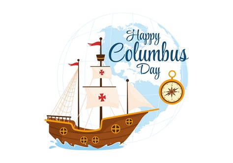 Happy Columbus Day Vector Illustration Of National Usa Holiday With