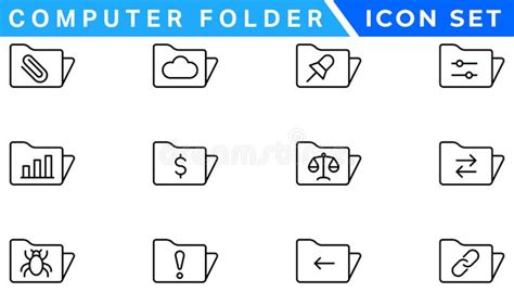 Set Of Computer Folder Icons Symbol Pc File Or Document Search Checkmark Cross Upload Icon