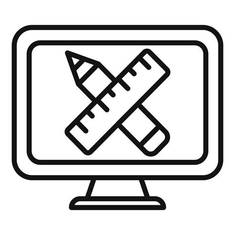 Premium Vector Draw Monitor Icon Outline Vector Web Ux Studio Work