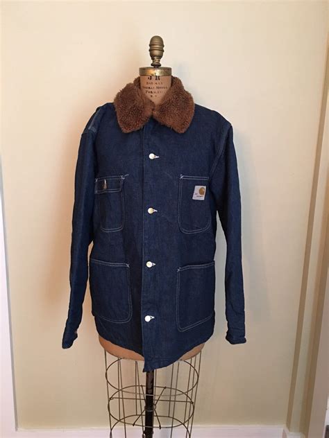 Vintage Carhartt Blanket Lined Denim Chore Jacket Long Denim Coat