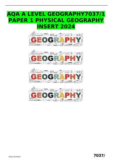 Aqa A Level Geography7037 1 Paper 1 Physical Geography Insert 2024