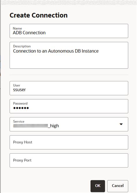 Creating A Cloud Connection To An Autonomous Database Instance