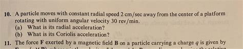 Solved 10 A Particle Moves With Constant Radial Speed 2