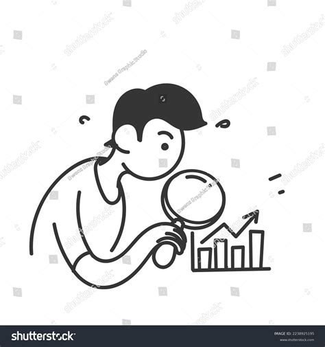 Hand Drawn Doodle Magnifying Glass Chart Stock Vector Royalty Free