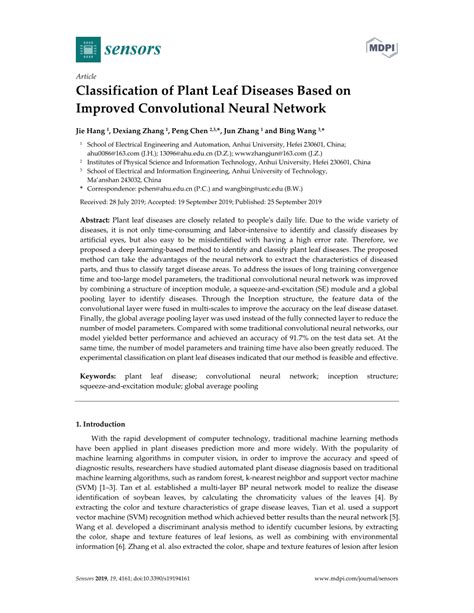Pdf Classification Of Plant Leaf Diseases Based On Improved Convolutional Neural Network