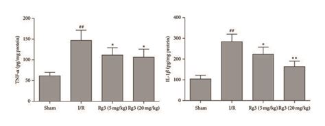 Effect Of Ginsenoside Rg3 On Levels Of Tnf α And Il 1β In The Left