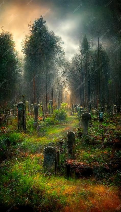 Premium Ai Image Realistic Haunted Forest Spooky Landscape At Night