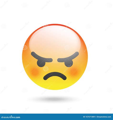 Angry High Quality 3d Vector Round Yellow Cartoon Bubble Emoticon