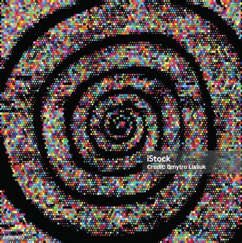 Vektor Halftone Efek Pola Spiral Titiktitik Berwarna Lingkaran Pada