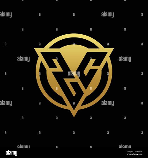 ZC Logo Monogram With Triangle Shape And Circle Rounded Style Isolated On Gold Colors And Black
