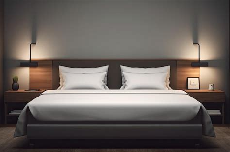 Premium AI Image Beds Contemporary Bedroom Front View Warm Home Styled Apartment