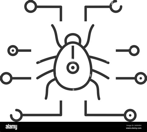 Digital Virus Linear Icon Thin Line Illustration Cyber Attack Cyber Security Contour Symbol