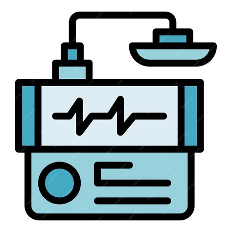 심장 제세동기 아이콘 개요 흰색 배경 색상 플랫에 격리된 웹 디자인을 위한 심장 제세동기 벡터 아이콘 프리미엄 벡터