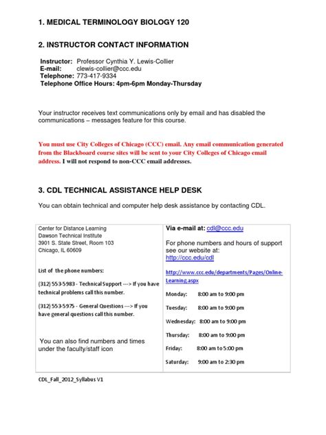 Cdl Fall 2012 Syllabus Template Pdf Test Assessment Multiple Choice