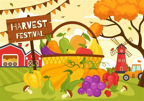 Happy Harvest Festival Vector Illustration Of Autumn Season Background