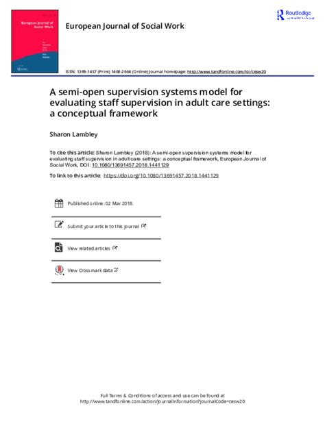 Pdf A Semi Open Supervision Systems Model For Evaluating Staff