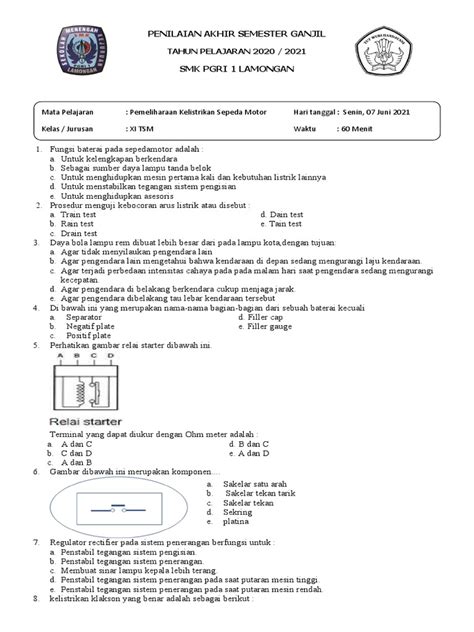 Pemeliharaan Kelistrikan Sepeda Motor Xi Tsm Pdf