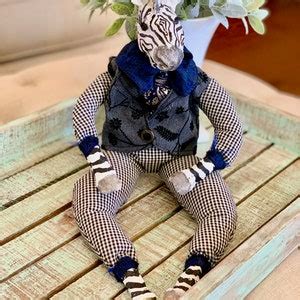 Artist Signed Paper Mache Art Doll Mixed Media Zebra Signed Etsy