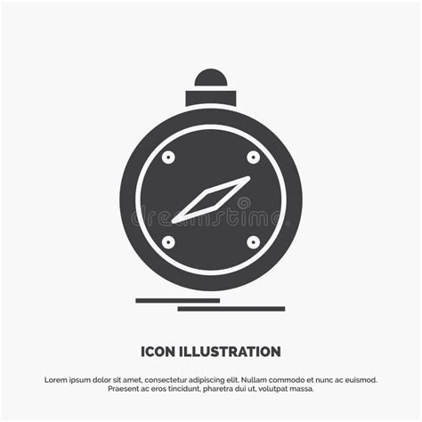 Compass Direction Navigation Gps Location Icon Glyph Vector Gray