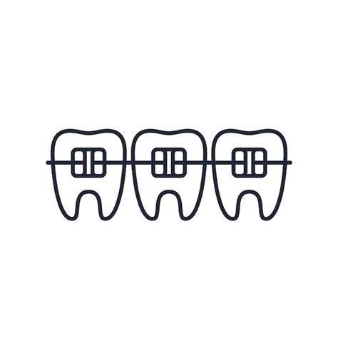 Premium Vector Braces And Teeth Line Icon On White