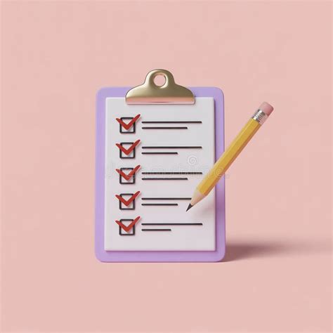 3d Rendering Of Todo List On Clipboard With Yellow Pencil Task