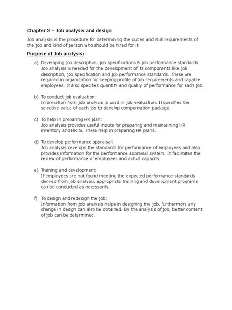 Chapter 3 Job Analysis And Design Download Free Pdf Employment