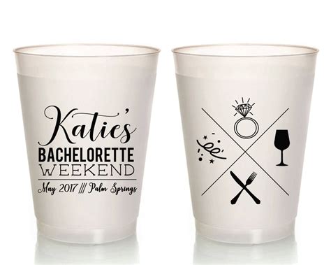 Bachelorette Party Icons Frosted Cups Siphiphooray