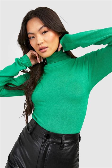 Soft Knit Roll Neck Bodysuit Boohoo Uk