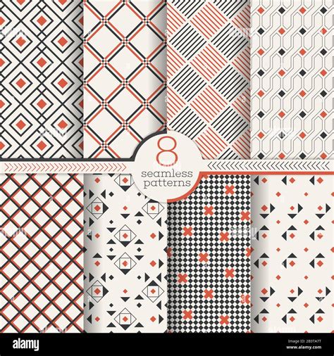 Vector Classical Seamless Patterns Set Of Eight Abstract Textured