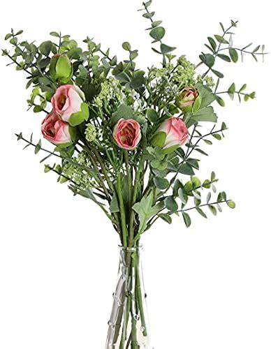 huaao 2pcs Künstliche Blumen Rosa wie echt Kunstblumen Frühling