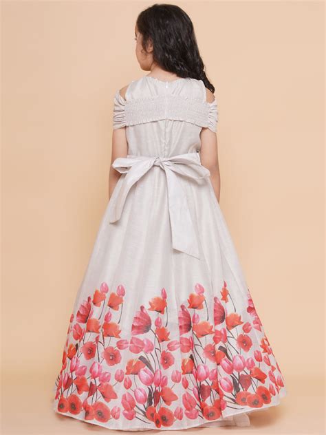 Shop Bitiya By Bhama Girls Off White Flower Digital Printed Fit