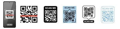 Qr 코드 프레임 세트 스캔 전화 스캔 미 태그 템플릿 모바일 앱 결제 스마트폰 Pda용 Qrcode 프리미엄 벡터