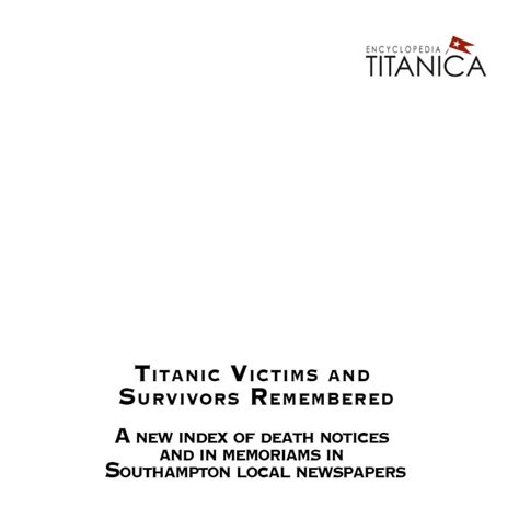 Titanic Victims And Survivors Remembered