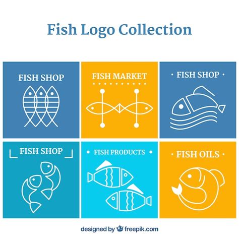 Colección De Logos De Peces Para Marcas De Empresas Vector Premium