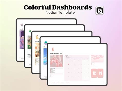 Colorful Dashboards Notion Template Gemma Nooks Ko Fi Shop