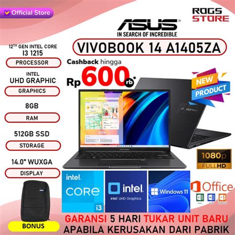 Promo Asus Vivobook 14 A1405za Core I3 1215 8g 512ssd Intel Uhd Ohs 14