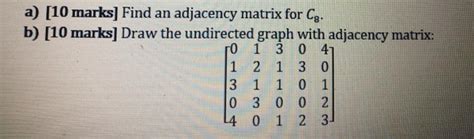Solved A 10 Marks Find An Adjacency Matrix For Cg B 10