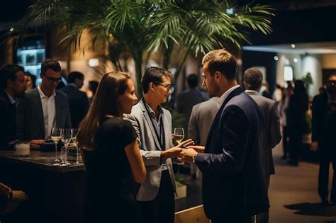 Premium Ai Image Professional Networking At An Event