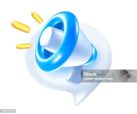 흰색 배경에 말풍선이 있는 파란색과 흰색 색상 확성기의 벡터 그림입니다 메가폰의 3d 스타일 디자인 마케팅 기호 0명에 대한 스톡 벡터 아트 및 기타 이미지 Istock