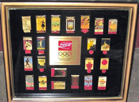 Coca Cola 22 Summer Olympic Pin Set Framed Limited Edition