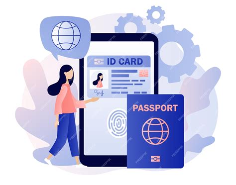 Premium Vector Smart Id Card Concept Biometric Documents In Smartphone App Digital Passport