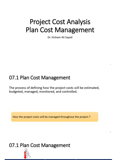 Project Cost Analysis Plan Cost Management Pdf Project Management Cost Accounting
