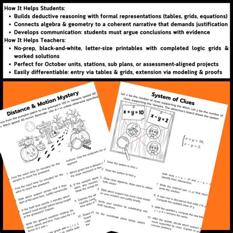 Grade 9 To 12 Halloween Math Algebra Geometry Function Inequality Logic
