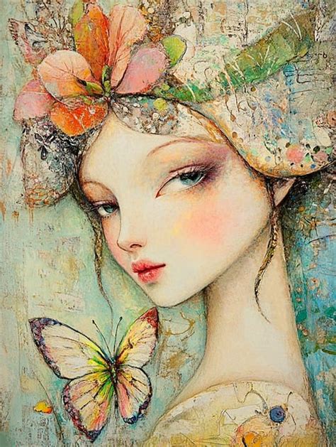Download Delicate Illustration Young Woman Floral Headpiece Royalty