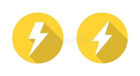 Lightning Energy Icon With Long Shadow Thunder Bolt Electric Power