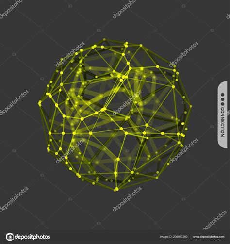 Sphere Vector Wireframe Object Illustration Connected Lines Dots