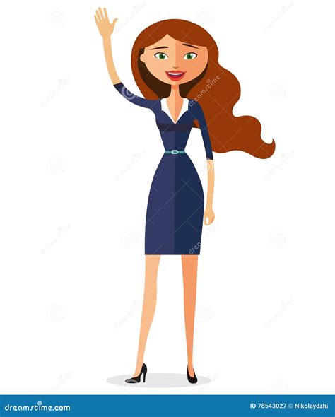 Cartoon Cute Girl Saying Bye Vector Illustration 30880758