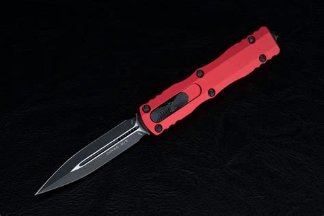 Microtech Knives Dirac Dagger Otf Automatic Knife Black Blade W Red