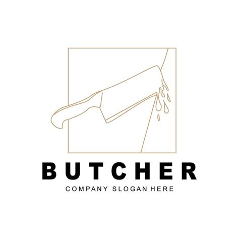 정육점 로고 디자인 칼 절단 도구 벡터 템플릿 제품 브랜드 일러스트 디자인 정육점 농장 정육점 프리미엄 벡터